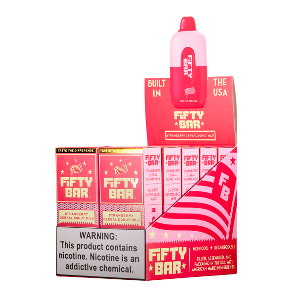 Strawberry Cereal Donut Milk Fifty Bar Wholesale Vapes – Mi-Pod Wholesale