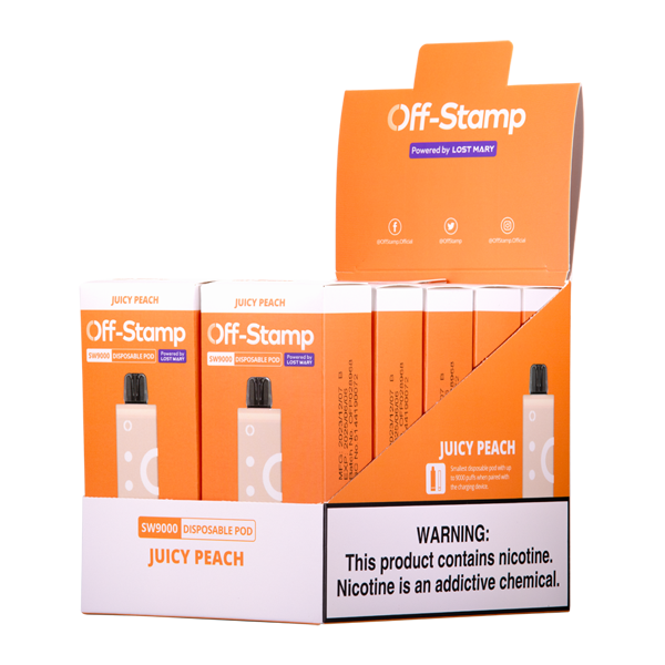 Juicy Peach OFF STAMP SW9000 Disposable Vape Pod – Mi-Pod Wholesale