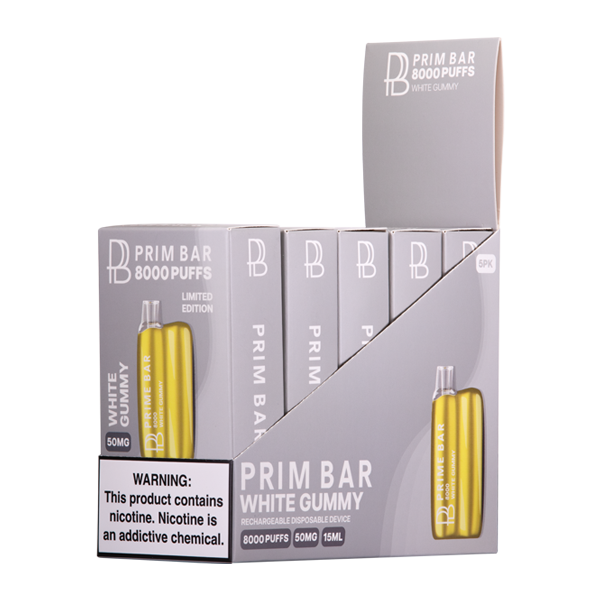 White Gummy Prime Bar 8000 Wholesale Vapes – Mi-Pod Wholesale