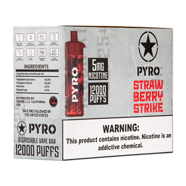 Strawberry Strike PYRO 12000 Wholesale Vapes – Mi-Pod Wholesale