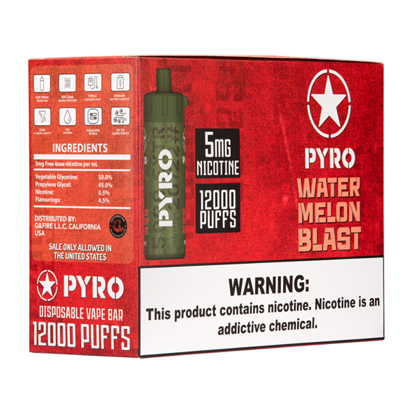 Watermelon Blast PYRO 12000 Wholesale Vapes – Mi-Pod Wholesale
